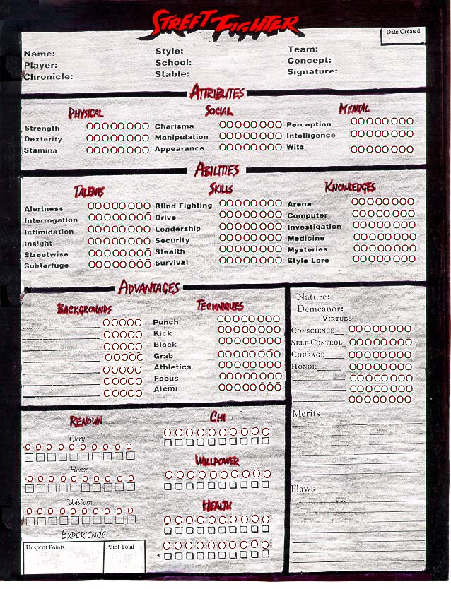 Street Fighter: The Storytelling Game Yahoo! Group Archive